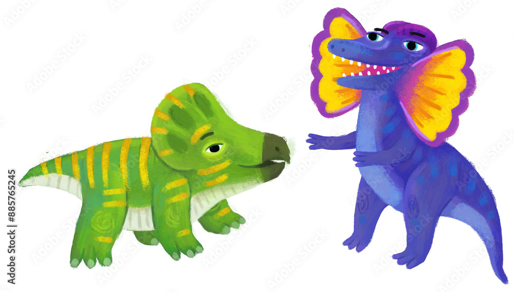cartoon happy and funny colorful prehistoric dinosaur dino ...