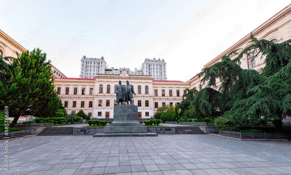 Statues of Chavcavadze and Tsreteli on the Shota Rustaveli Avenue in ...
