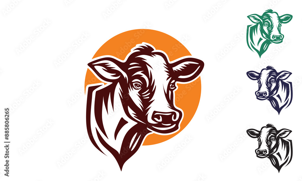big cattle head logo, silhouette of angus cow face vector illustrations ...