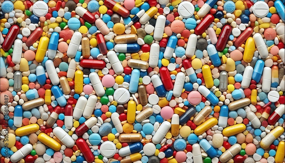 fondo conformado d muchas pastillas, cápsulas y comprimidos ...
