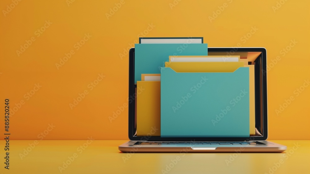 ile folder on laptop screen with orange background,laptop displaying ...