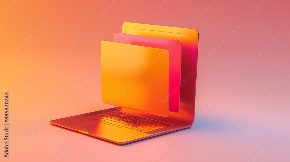 ile folder on laptop screen with orange background,laptop displaying ...