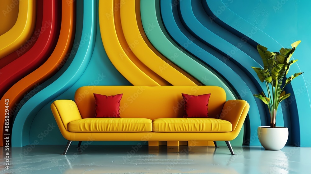 zoom background that shows whimsical background furniture in bold ...
