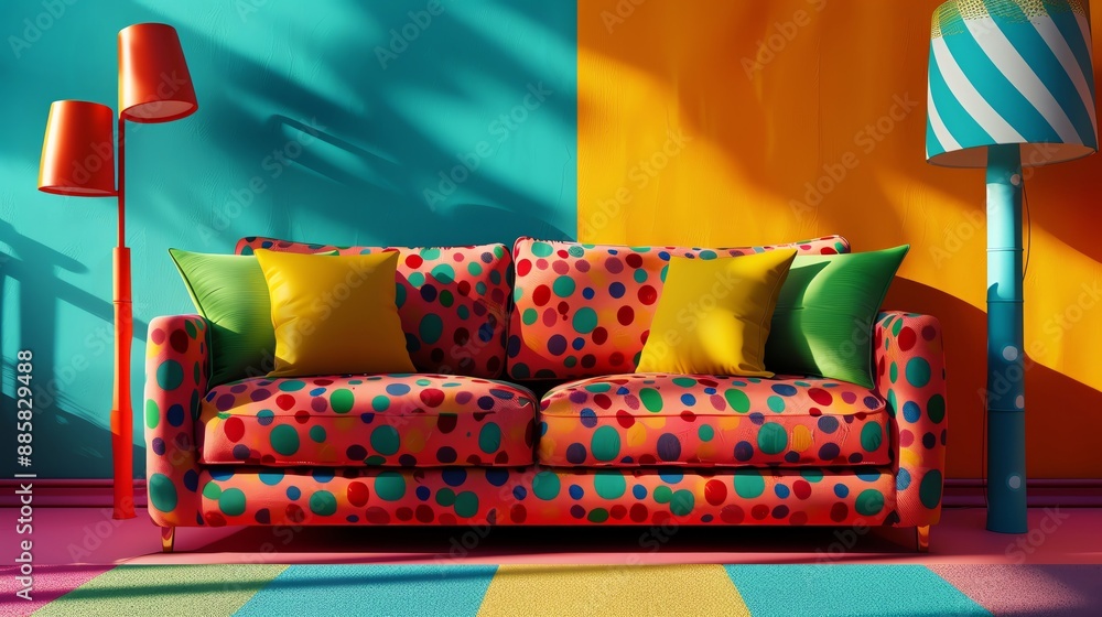 zoom background that shows whimsical background furniture in bold ...