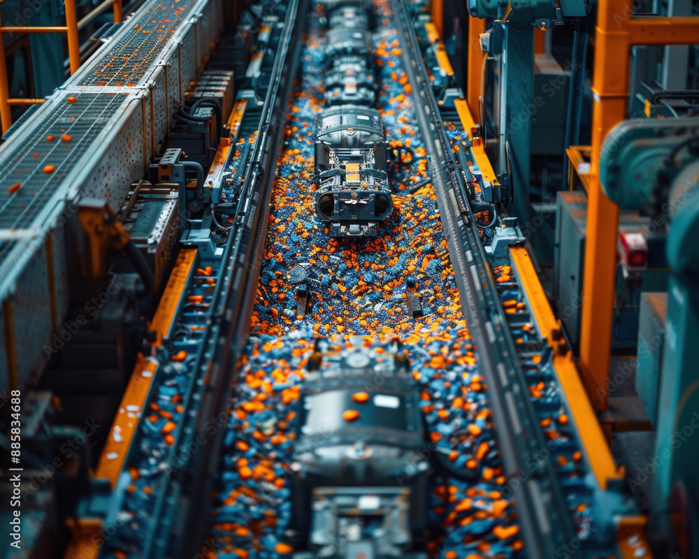 Eco-Friendly EV Battery Recycling Process in Modern Facility, Top-Down ...