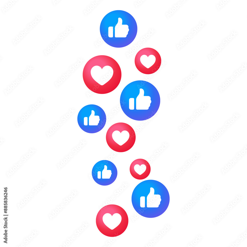 Facebook reactions background with like icons set. social media ...