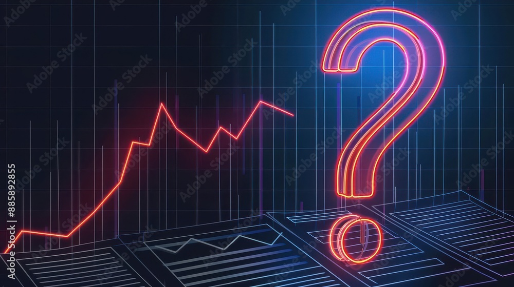 Neon line art of a question mark with a realistic physics formulas ...
