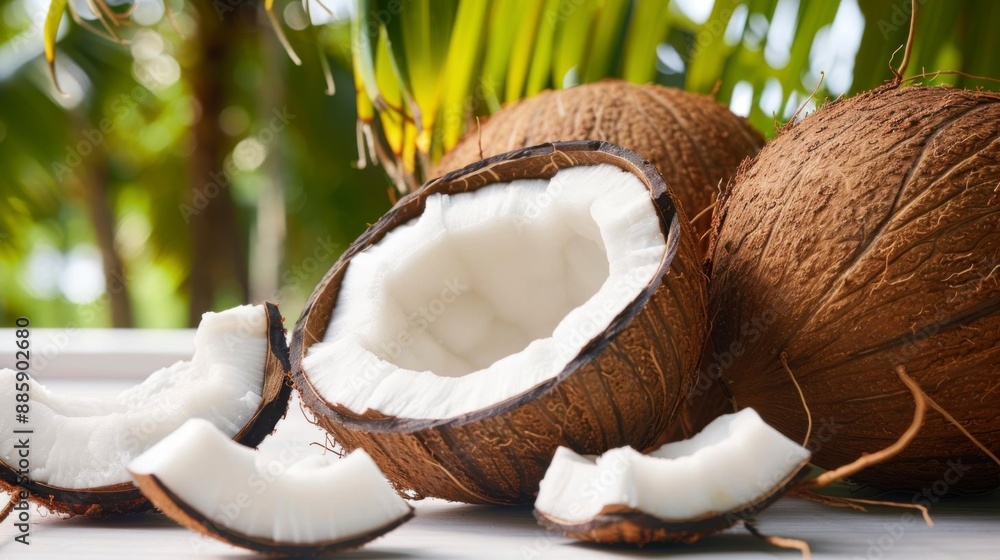 Craft a vector illustration of a coconut clipart with a focus on soft ...
