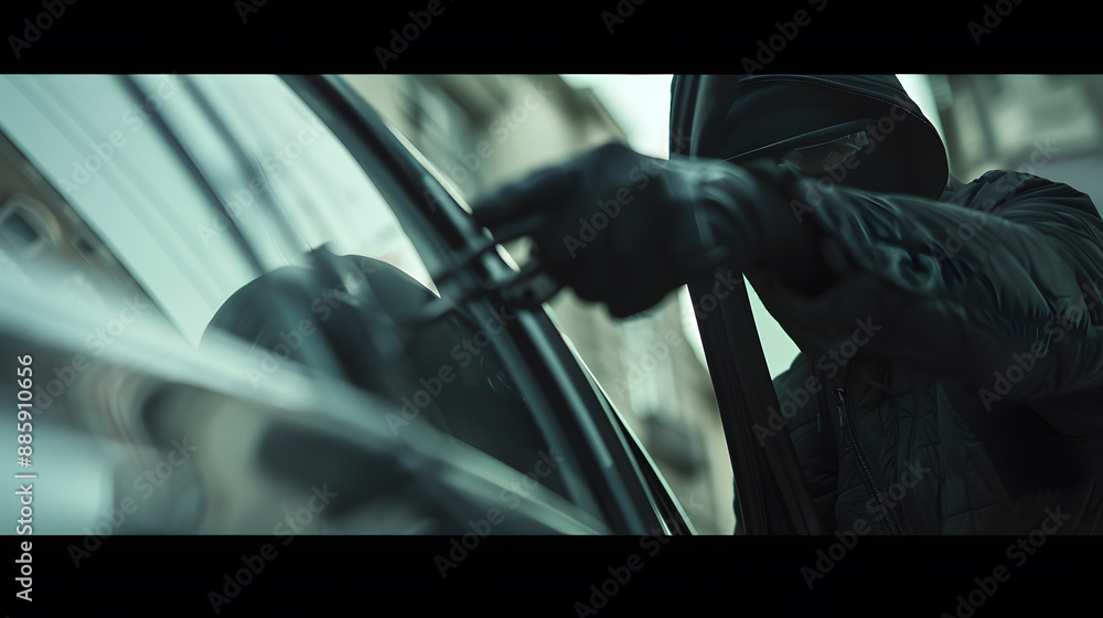 Masked Thief Breaking into a Car Highlighting the Importance of ...