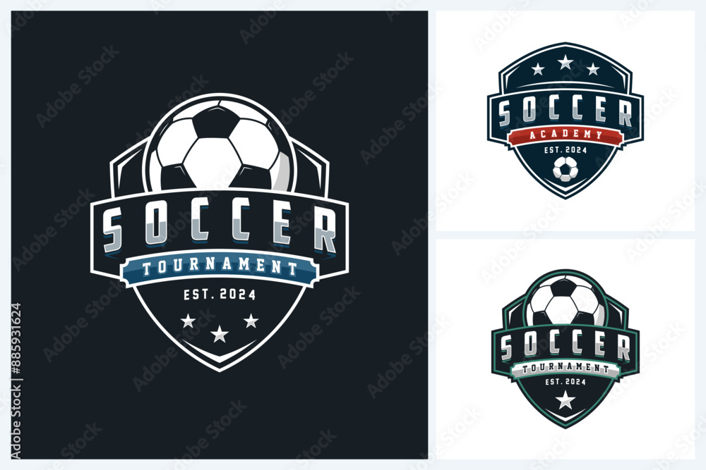 Soccer logo sport design template, soccer or football emblem vector ...