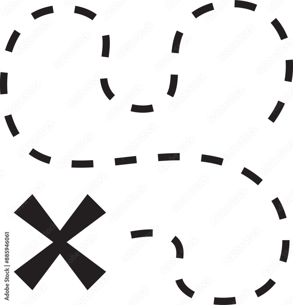 Editable Trasure Map Path With X Sign Vector Illustration Stock Vector ...