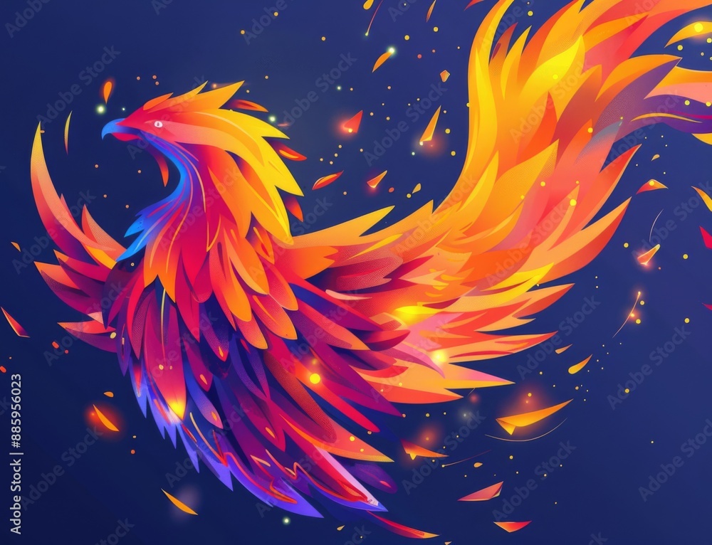 Resilient Phoenix Illustration Symbolizing Rebirth from the Ashes: A ...