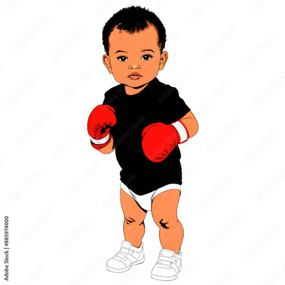 Child with Boxing Gloves PNG, Baby Boxer Illustration, Kid Fighter ...