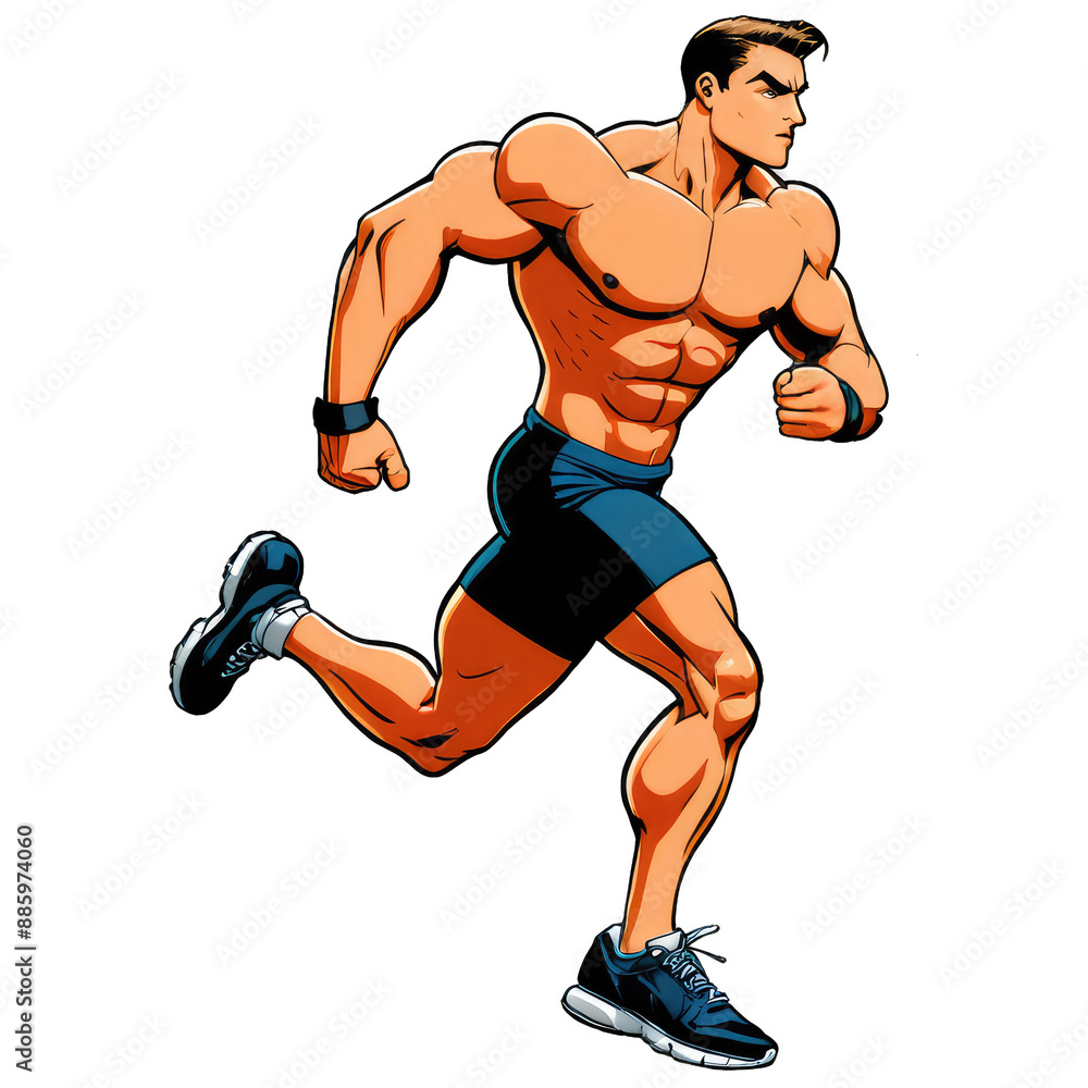 Strong Man Running Cartoon PNG, Sprint, Jog, Male Bodybuilder Character ...