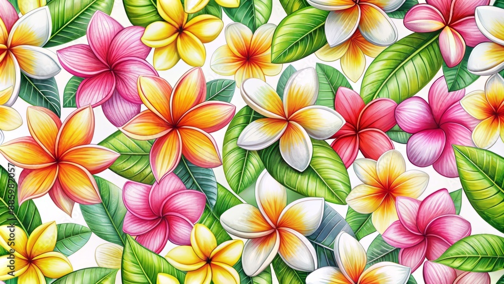 Vibrant seamless pattern featuring illustration of exotic Hawaiian ...