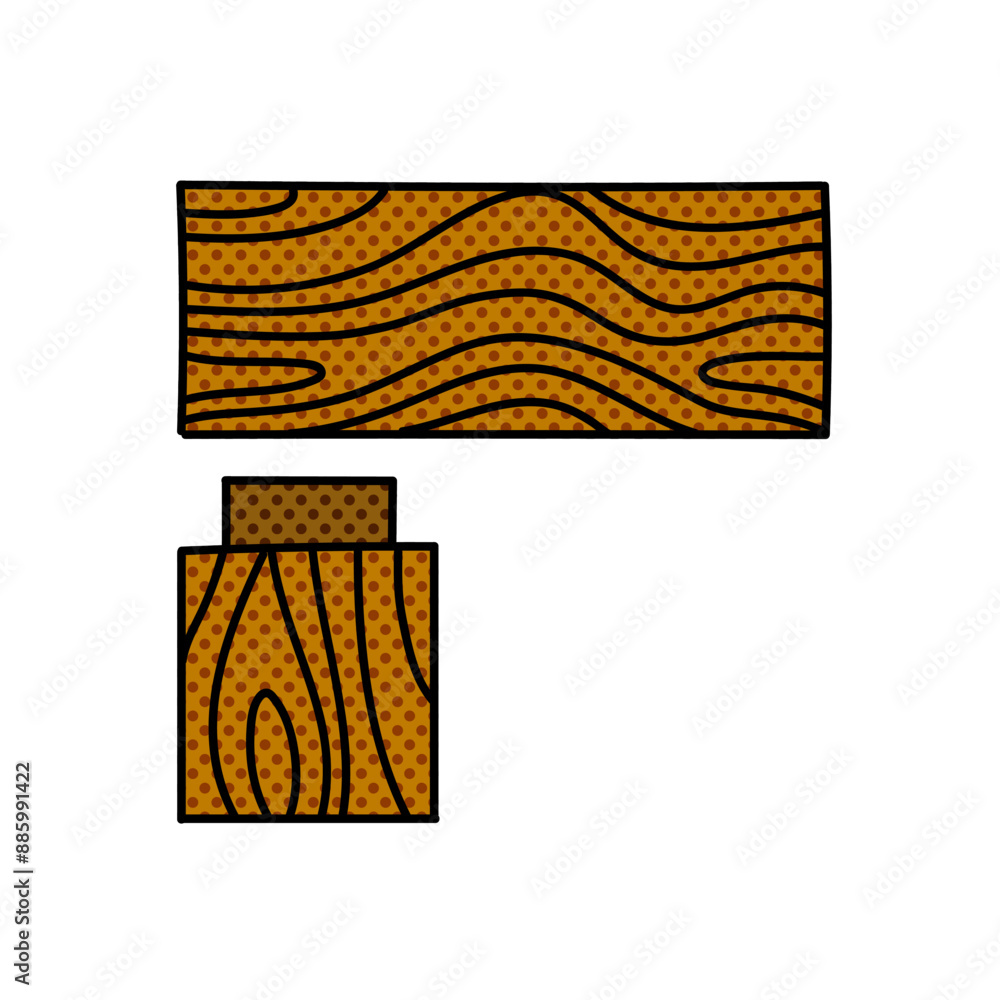 corner wood joint using dado halftone hand drawn color vector ...