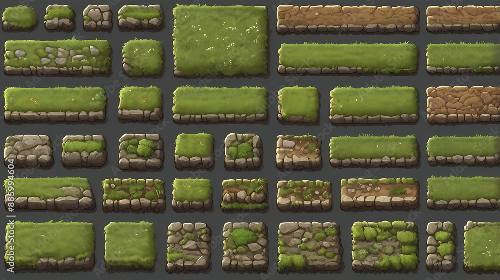 Pixel art textures for various ground surfaces such as grass, dirt ...
