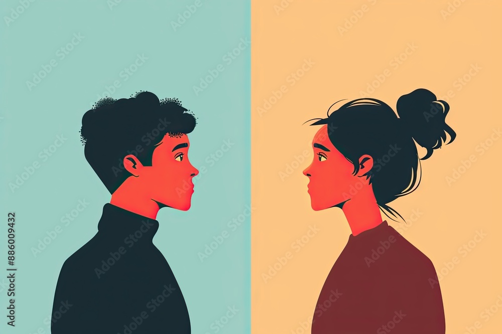 Interpersonal communication flat design front view social theme ...