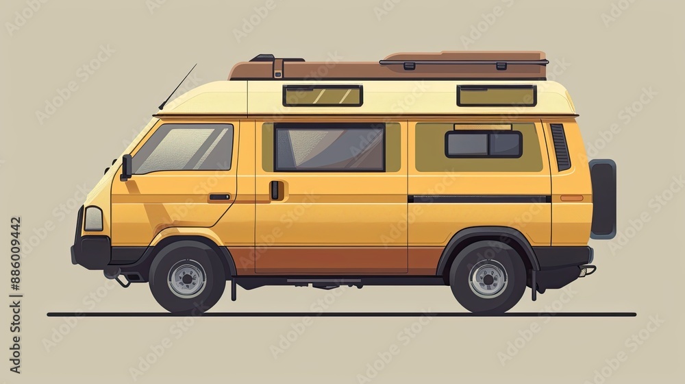 Custom van flat design side view creative theme cartoon drawing Split ...