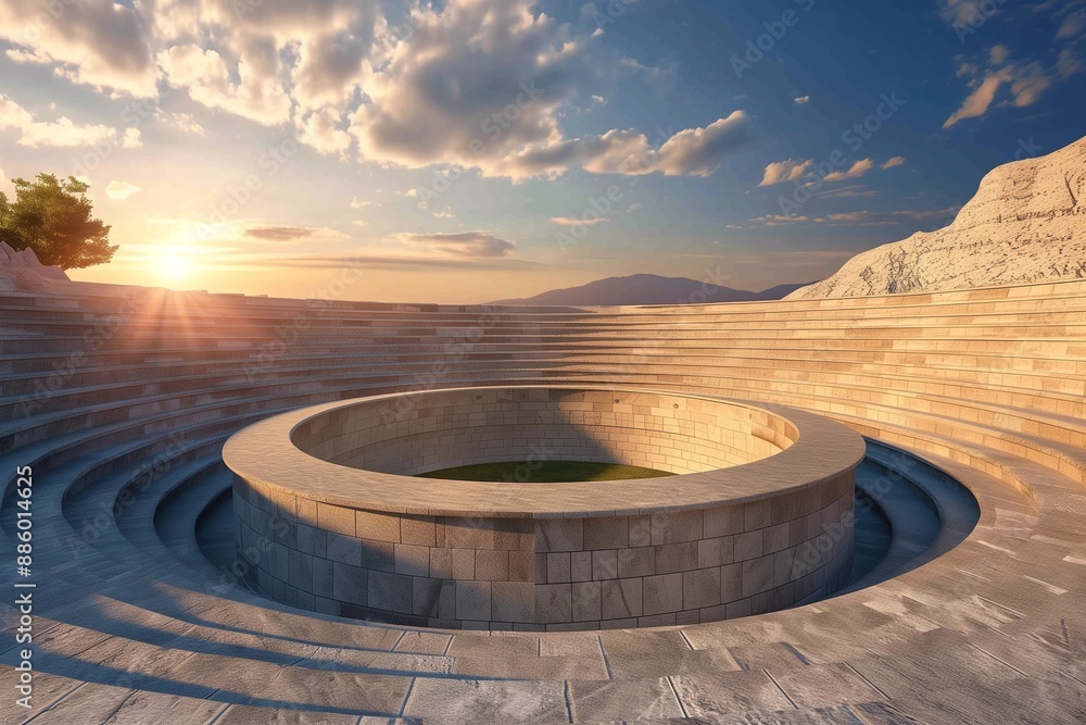 Reconstruction of Ancient Greek Olympic Stadium Stock Illustration ...