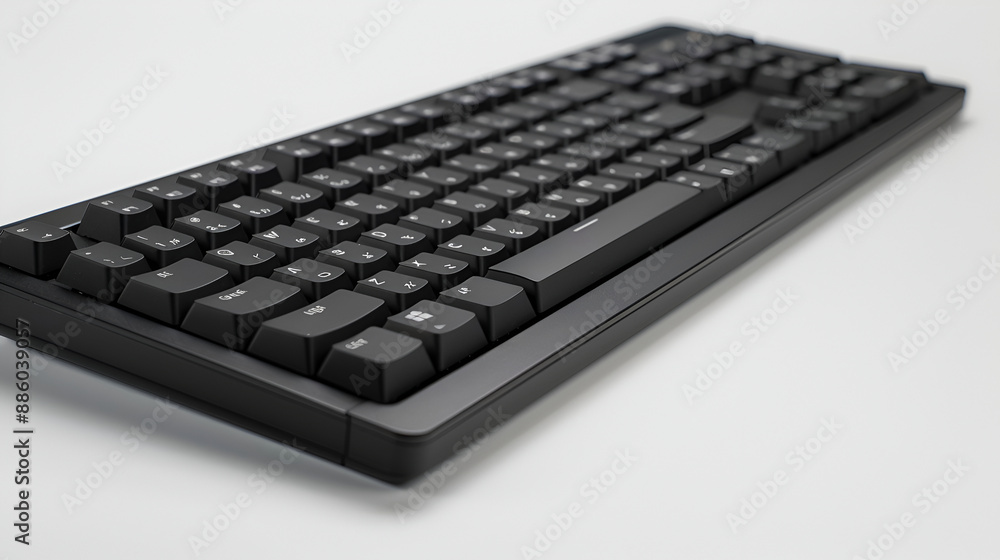The Power of a Computer Keyboard On White Background ,Black office ...