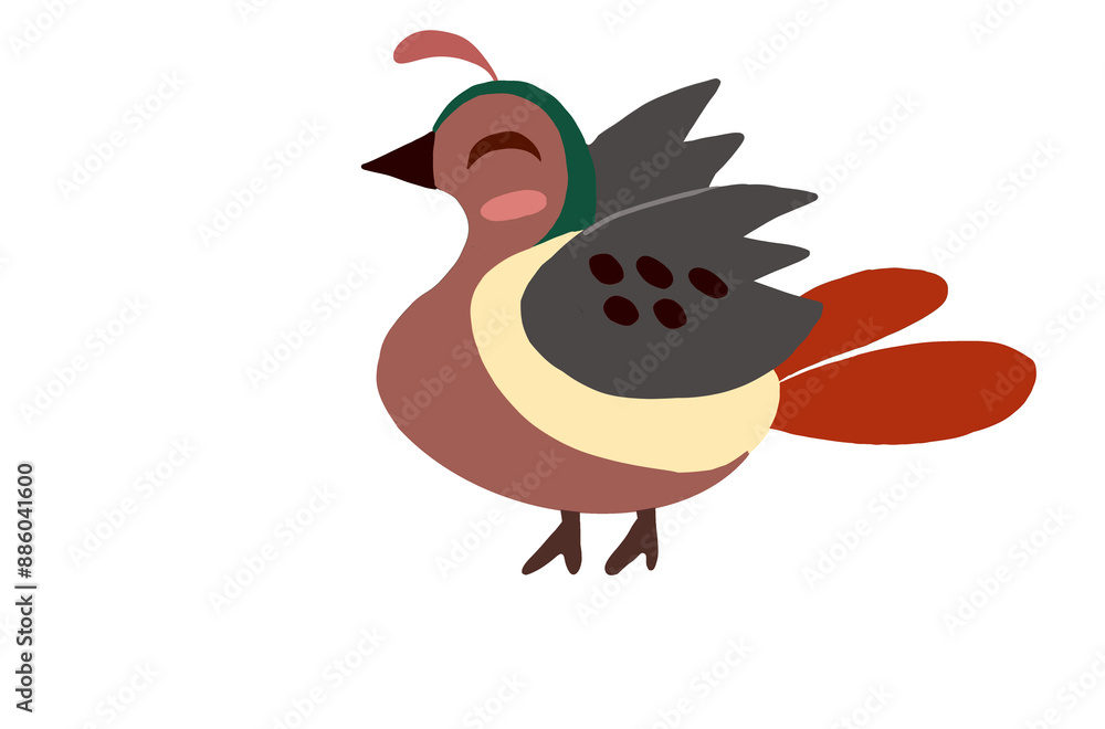Happy quail cartoon clipart vector and illustration Stock Illustration ...