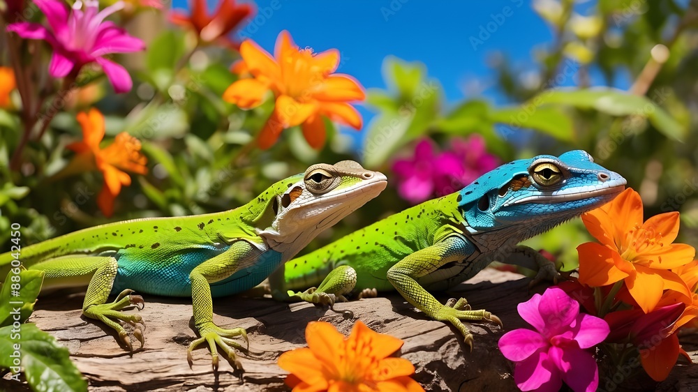 A diverse range of anoles, from the vibrant green of the Cuban anole to ...