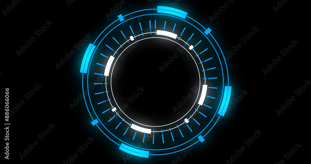 Technological animation of hud radial circular progress. Computer ...