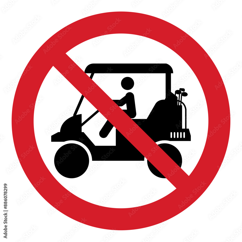 ISO prohibition safety signs_no golf cart symbol and pictogram only ...