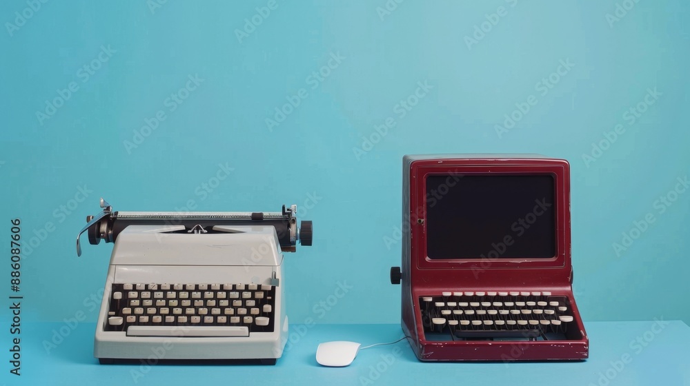 Contrast of Old and New Technology: Modern Computer and Vintage ...