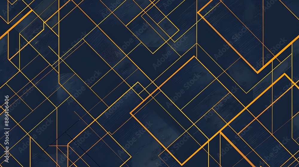 Simplistic tech pattern with gold lines on a navy background, elegant ...