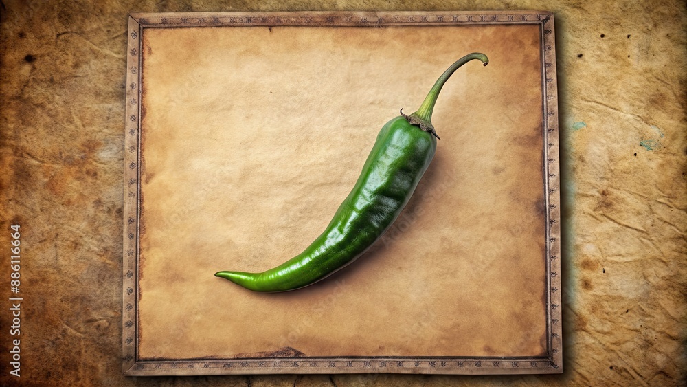 Anatomy of a green chilli on old vintage paper, green chilli, anatomy ...