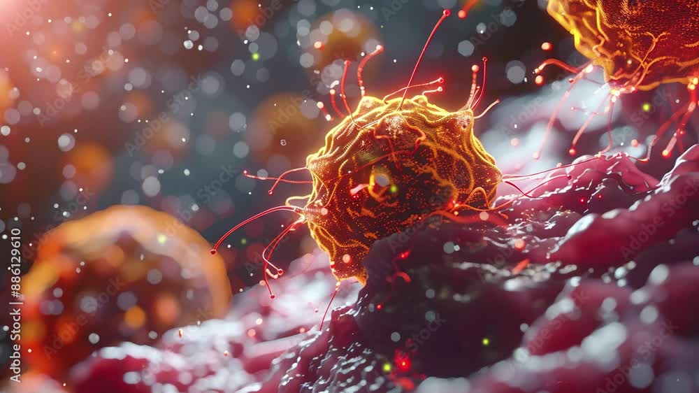 Medical health concept. Cancer cells in the body. 3d render of human ...