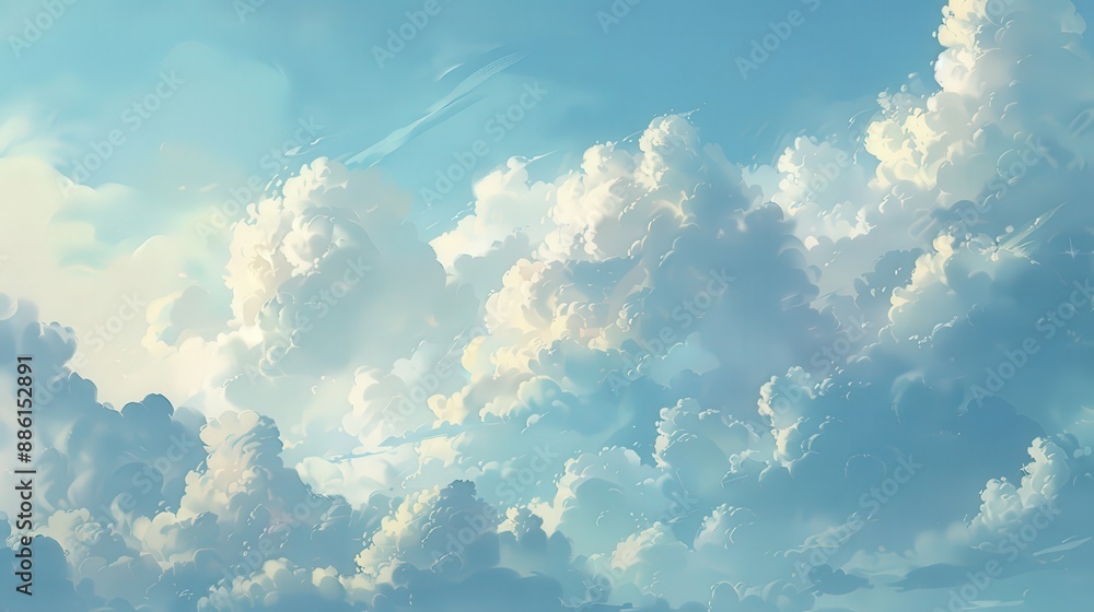 Create an artistic view of stratocumulus clouds, painting the sky with ...