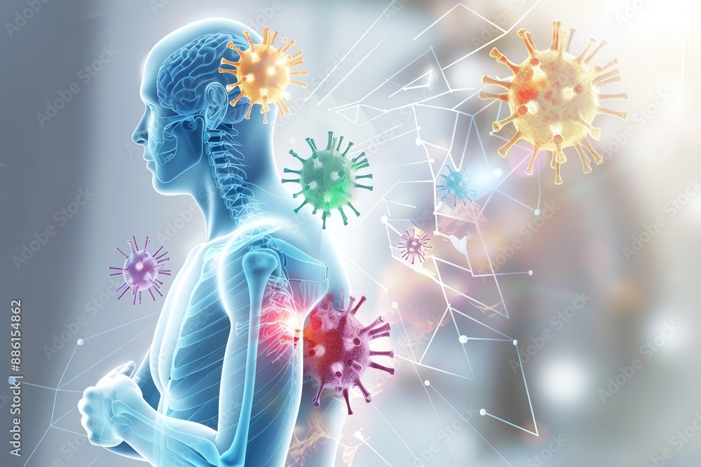 Diagram of flu symptoms on a human body, Influenza, Visual symptom ...