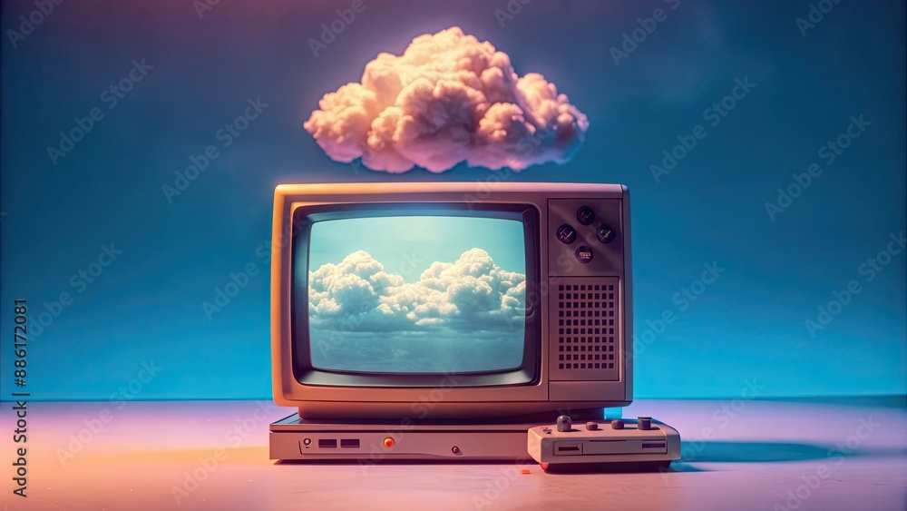 Retro gaming setup with a cloud gaming display , retro, gaming, setup ...