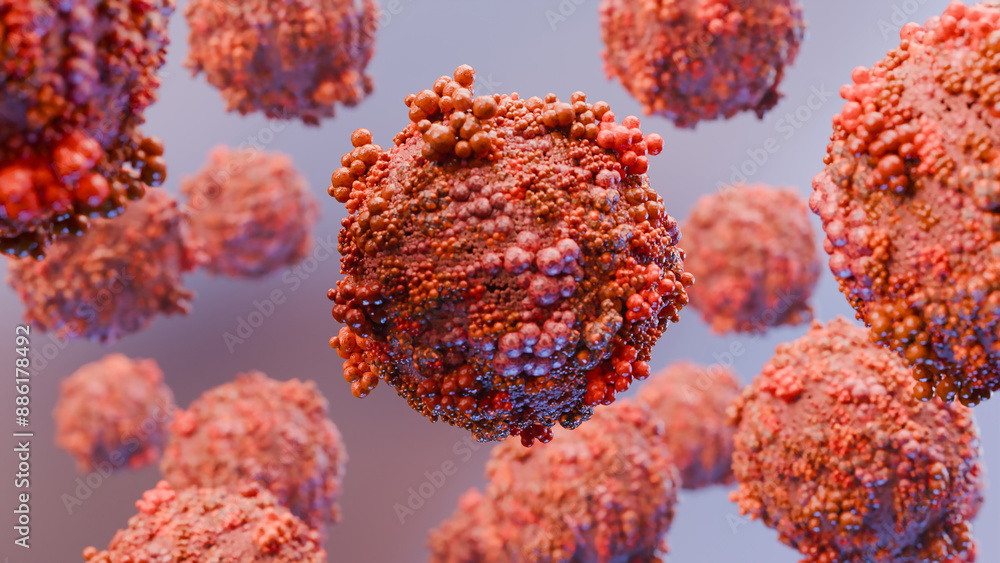 Virus Cells under microscope, Microbiome and Bacteria illness, Protein ...