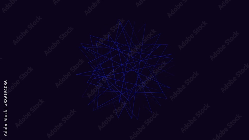 An intricate circular pattern of intersecting blue lines forms a ...