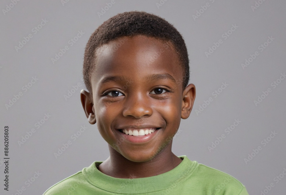Portrait view of a regular happy smiling Equatorial Guinea boy, ultra ...