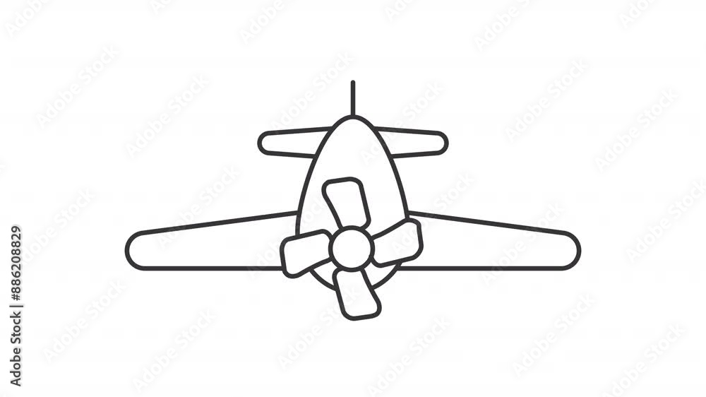 Animated airplane icon. Air transportation line animation. Aviation ...