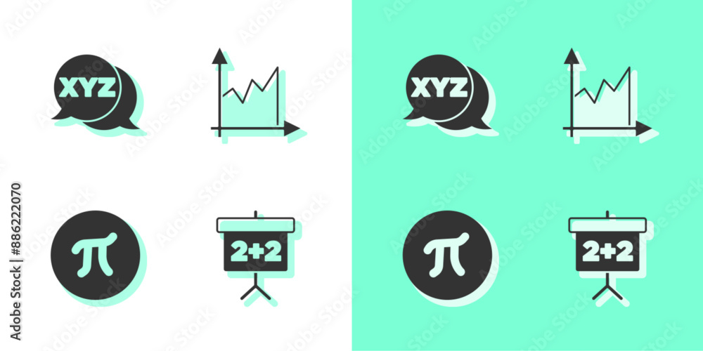 Set Chalkboard Xyz Coordinate System Pi Symbol And Graph Schedule