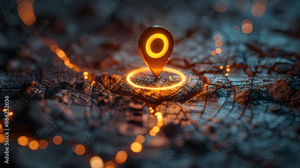 High-resolution 3D cartoon illustration of a glowing location pin icon ...