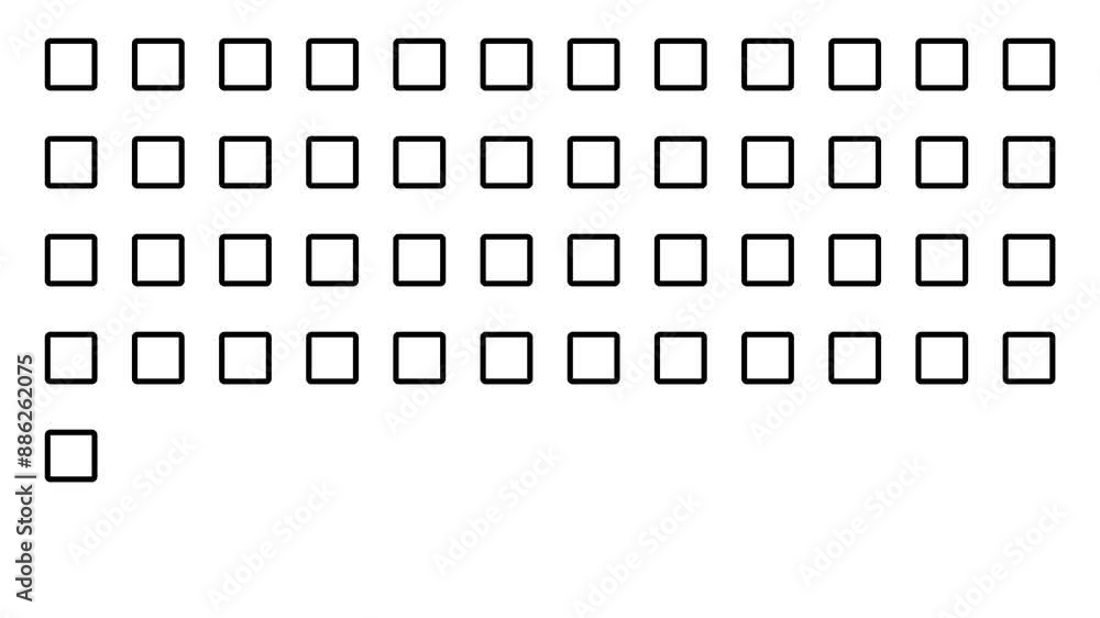 The checkboxes increase from left to right, and then check marks fill ...