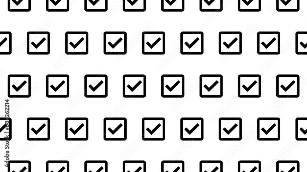 Seamless loop animation of checkbox with check mark icons on a white ...