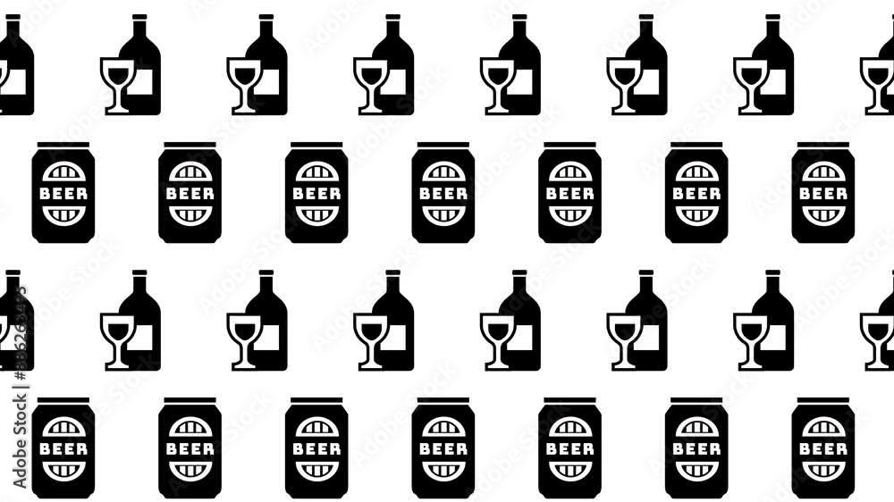 Seamless loop animation of Alcohol icons on a white background ...