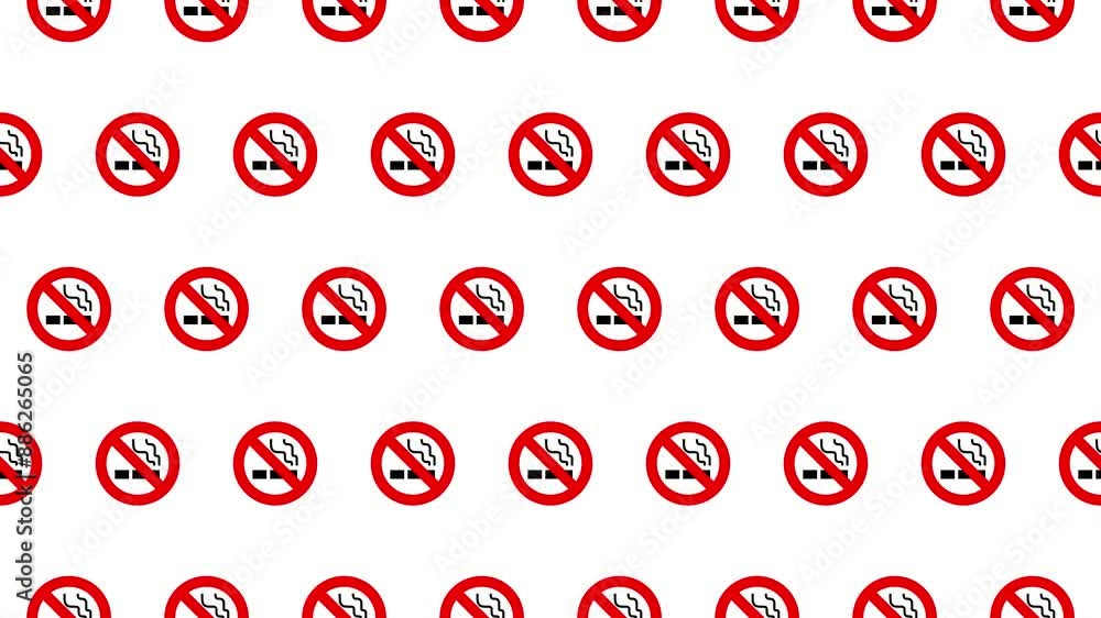 Seamless loop pattern of smoking icons with no symbol on a white ...