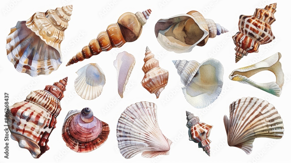 Handdrawn seashell clipart in a heart shape. Clipart, watercolor ...