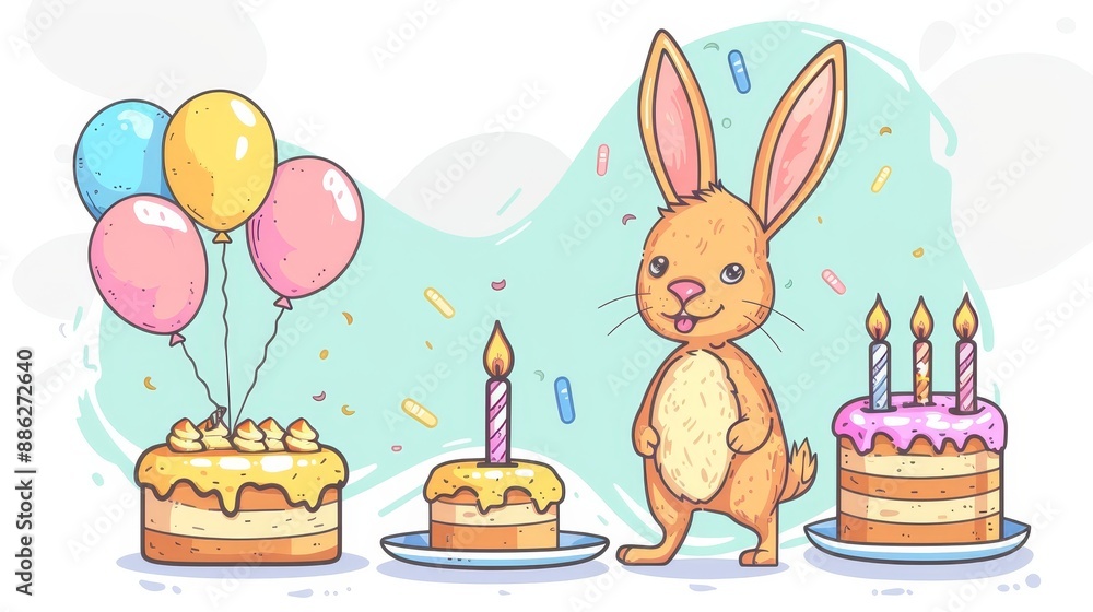The bunny is happy birthday clipart with cute and colorful images ...