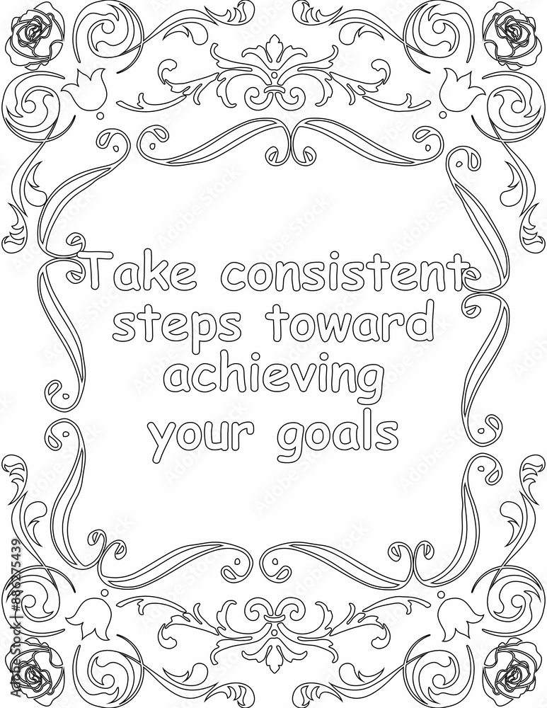 Printable floral coloring page for kids and adults with inspirational ...