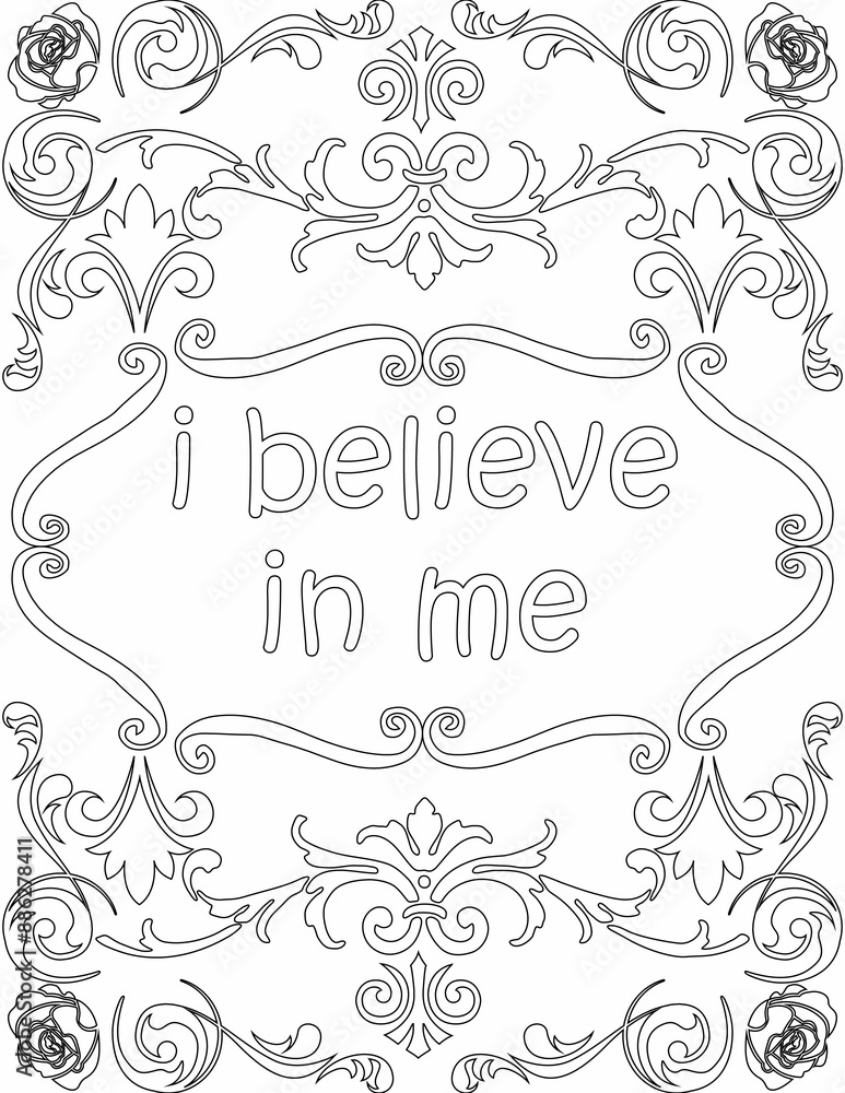 Printable floral coloring page for kids and adults with inspirational ...